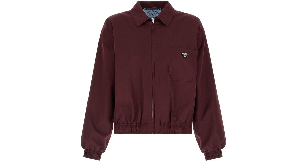 Prada Logo Jacket in Red | Lyst UK