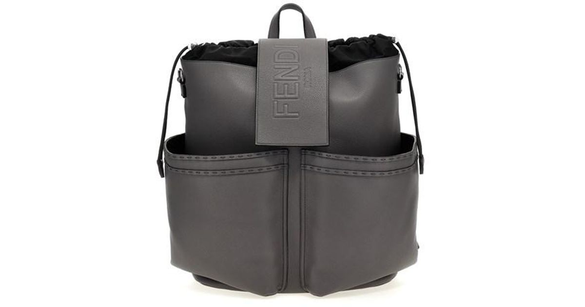 Fendi 'strike Large Roma' Backpack in Black for Men | Lyst