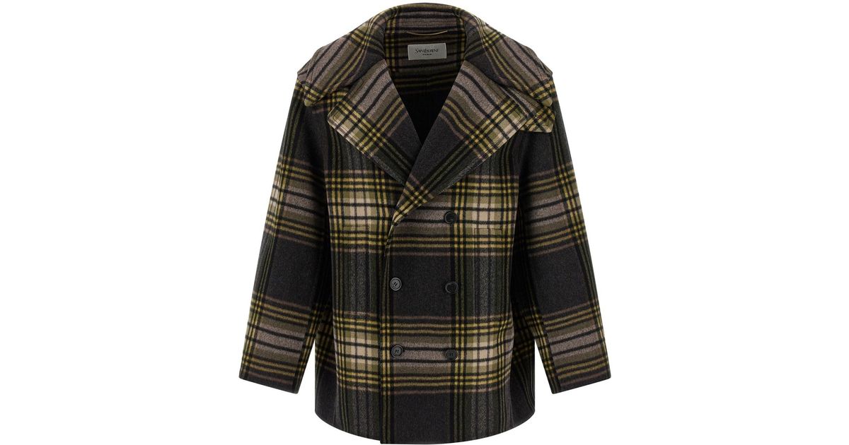 Saint Laurent Caban Coat in Black | Lyst UK