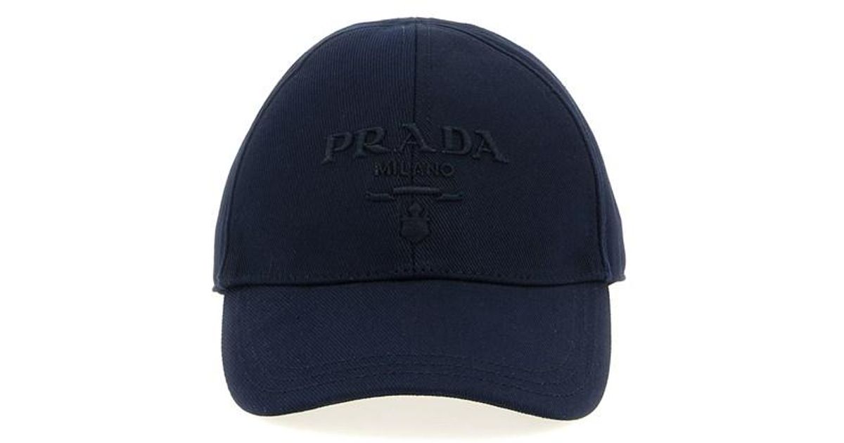 Prada Logo Embroidery Cap in Blue for Men | Lyst