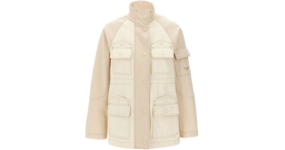 Fendi Denim Parka in Natural | Lyst