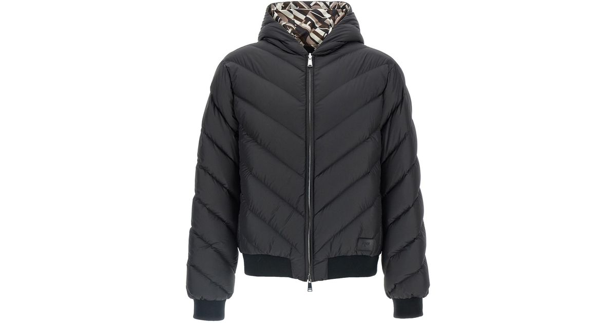 Fendi Reversible Down Jacket in Black for Men | Lyst UK