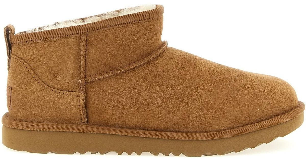 UGG 'classic Ultra Mini' Ankle Boots in Brown | Lyst UK