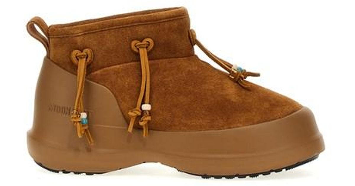 Moon Boot 'luna Low Suede Beads' Ankle Boots in Brown | Lyst