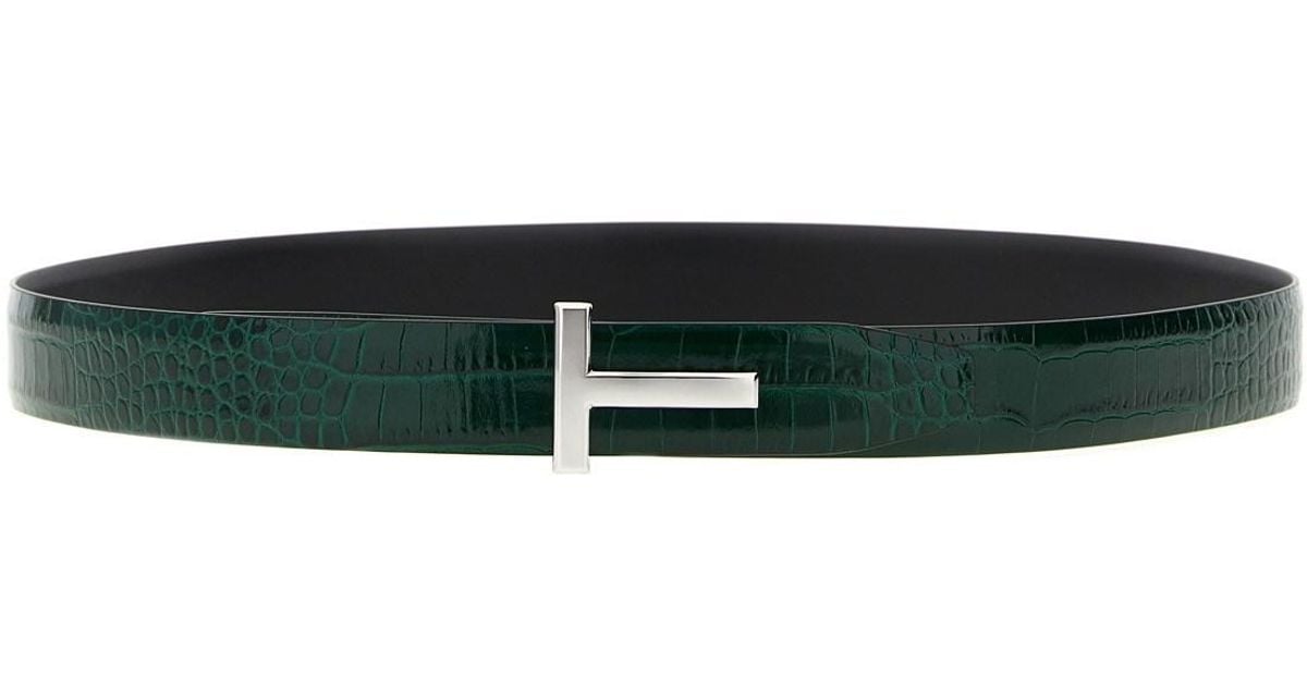 Tom Ford Reversible Crocodile Leather Belt in Black for Men | Lyst UK