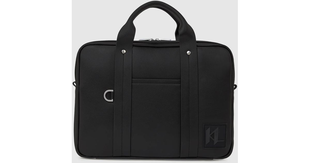 Karl Lagerfeld Monogram Patch Briefcase in Black for Men | Lyst UK