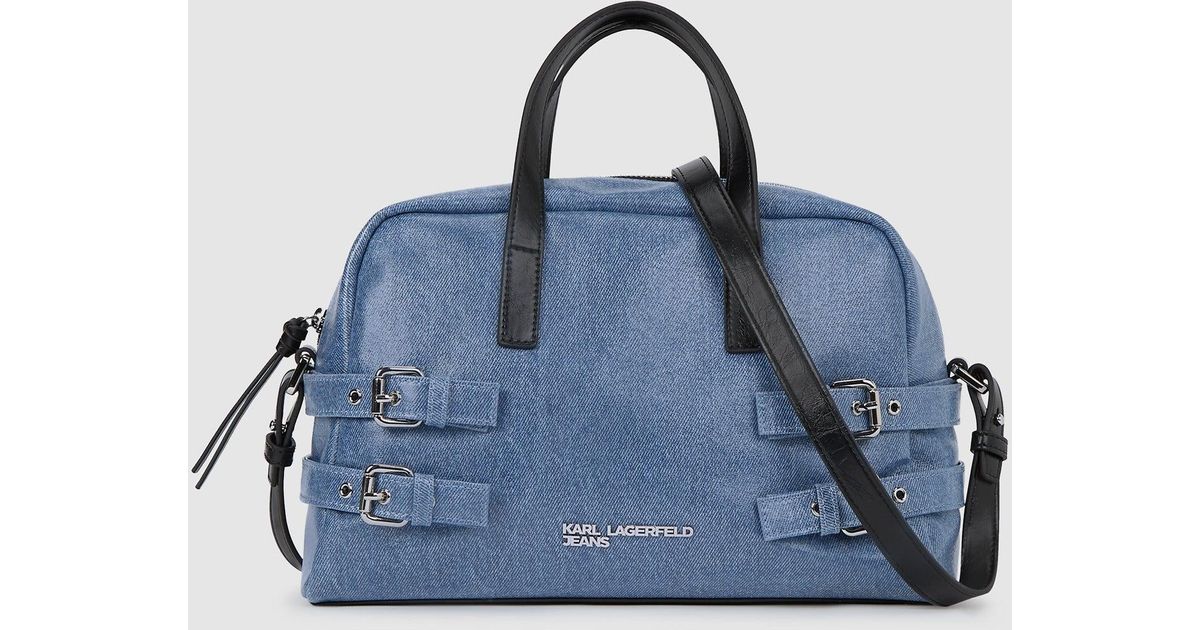KL Jeans Denim Buckle Bowling Bag in Blue | Lyst UK