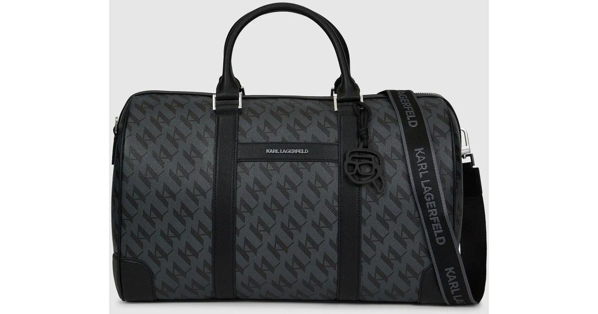 KARL LAGERFELD Ikon Monogram Weekender Bag in Black for Men | Lyst