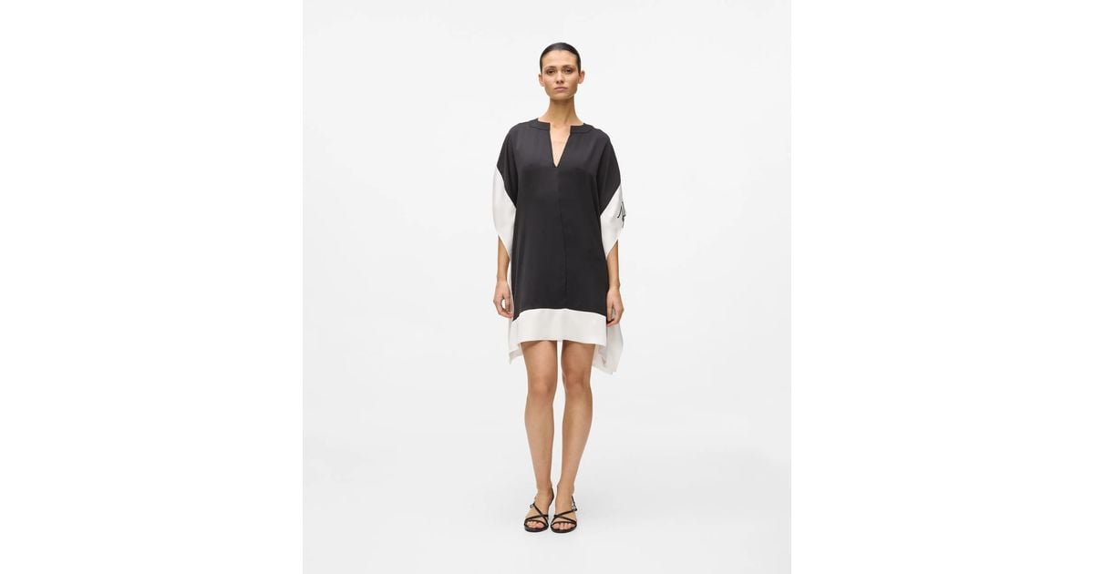 Karl Lagerfeld Signature Wide Sleeve Dress in White | Lyst UK