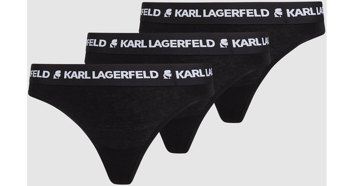Karl Lagerfeld Logo Thongs – 3 Pack in Black | Lyst UK