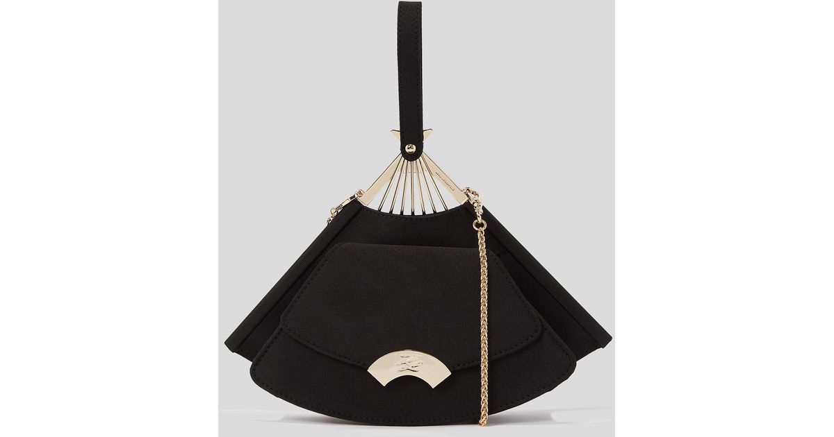 Karl Lagerfeld Kl Studio Fan Clutch Bag in Black | Lyst UK