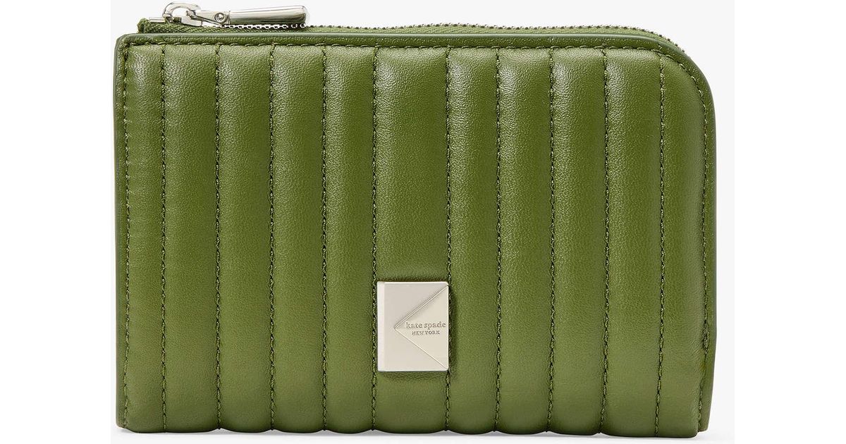 Kate Spade Deco Quilted Compact Wallet in Green | Lyst UK