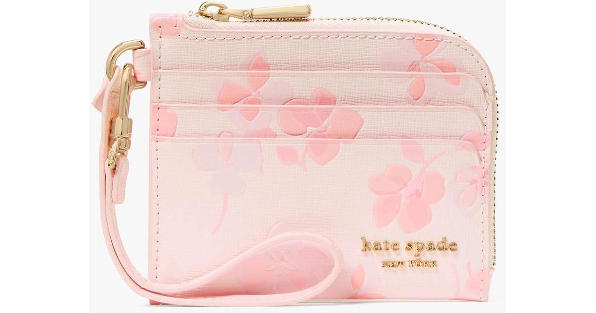 Kate Spade Devin Spring Pansies Card Case Wristlet in Pink | Lyst UK