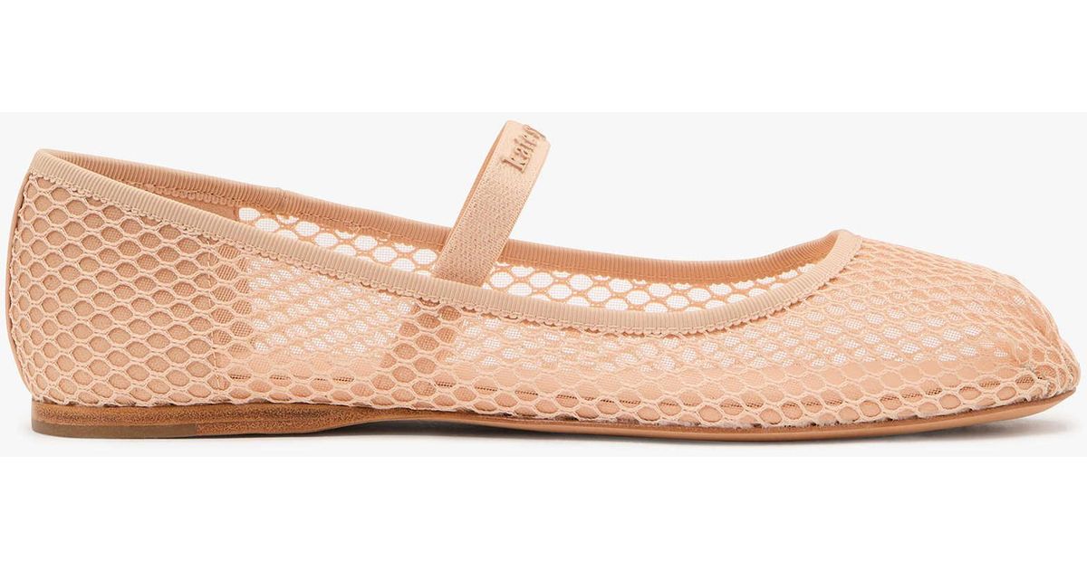 Kate Spade Riley Mesh Mary Jane Ballet Flats in Natural | Lyst UK