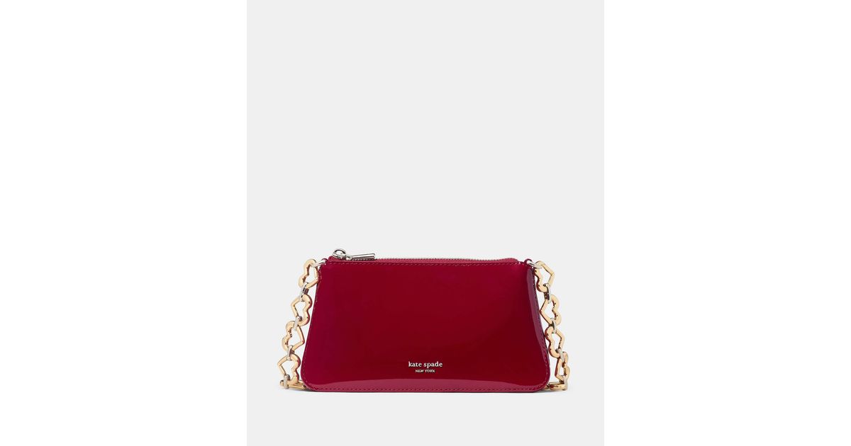 Kate Spade Grace Patent Leather Heart Hw Pochette in Red | Lyst