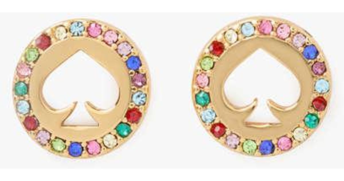 Kate Spade Spot The Spade Pave Halo Spade Studs,Color in Black | Lyst