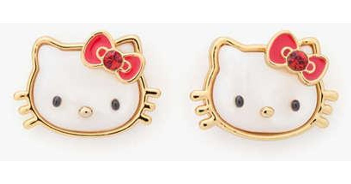 Kate Spade Hello Kitty X New York Studs, Cream in Black | Lyst