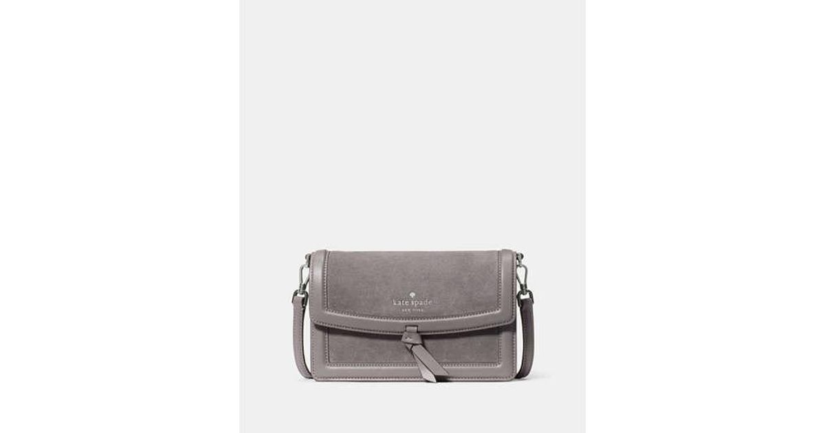Kate Spade Knott Suede Mini Flap Crossbody in Black | Lyst