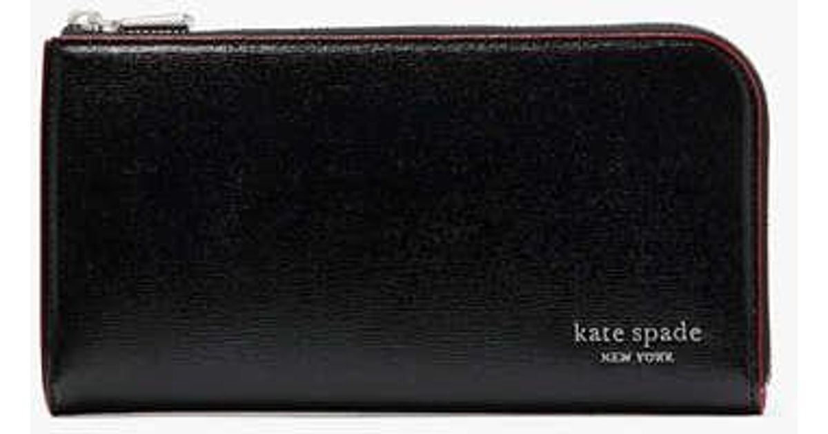 Kate Spade Devin Glitter Zip Wallet in Black | Lyst