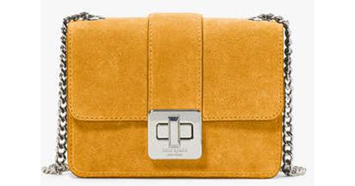Kate Spade Phoebe Suede Turnlock Mini Flap Crossbody in Black | Lyst