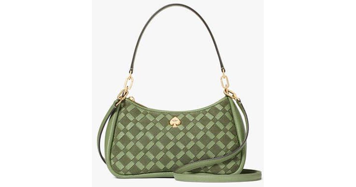 Kate Spade Kayla Woven Leather Small Convertible Shoulder Bag in Green ...