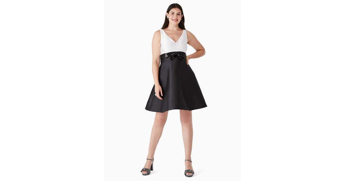 Kate Spade Sequin Bow Fit-And-Flare Dress in Black | Lyst