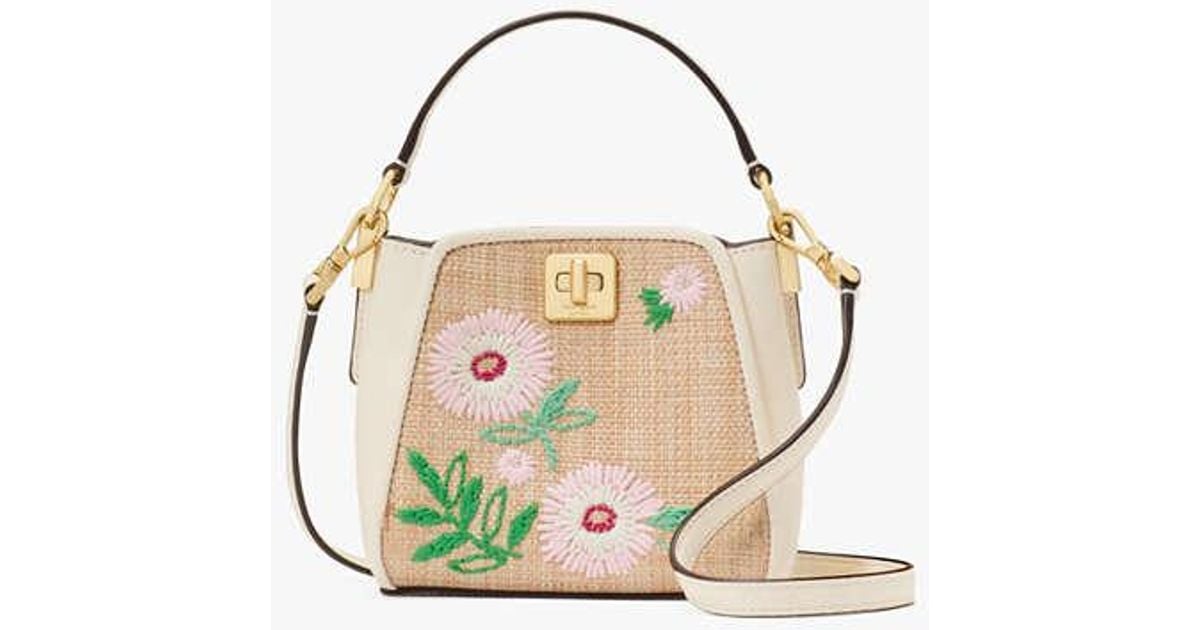 Kate Spade Phoebe Straw Mini Top Handle Crossbody, Natural in Black | Lyst
