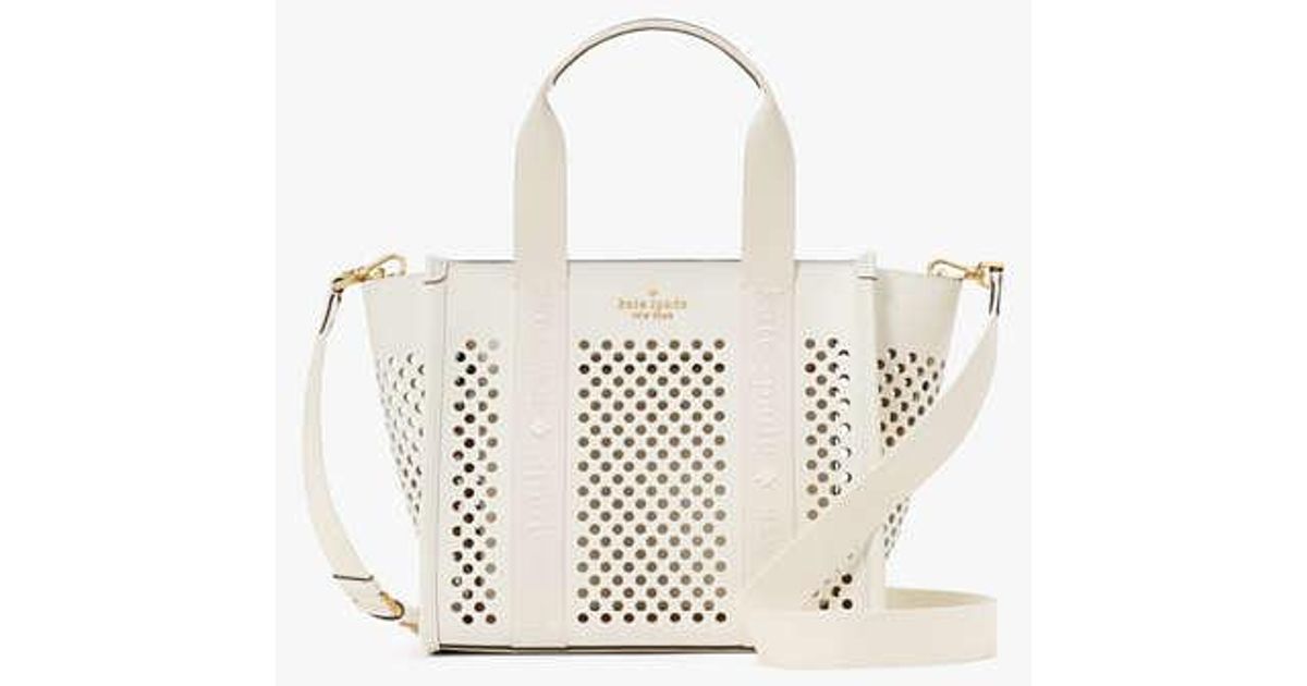 Kate Spade Kip Perforated Leather Small Tote in Black | Lyst