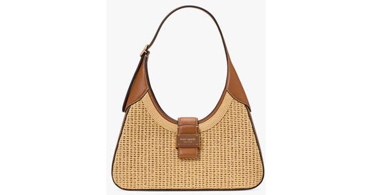 Kate Spade Nouveau Straw Small Shoulder Bag, Cavern Clay in Black | Lyst