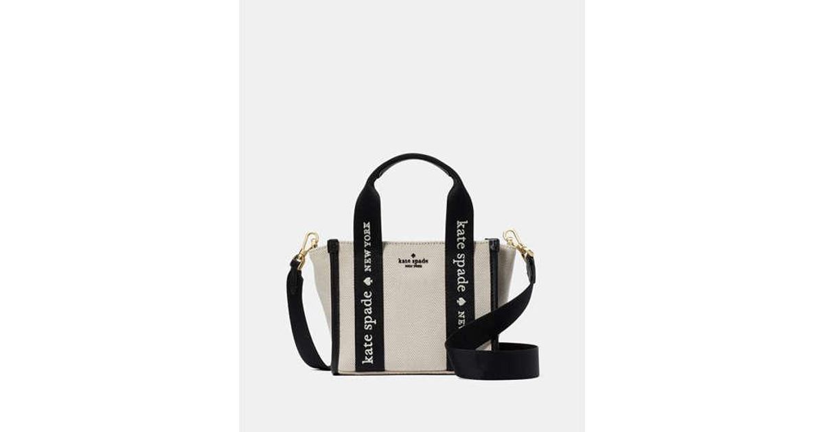 Kate Spade Kip Canvas Mini Tote Bag, Natural in Black | Lyst