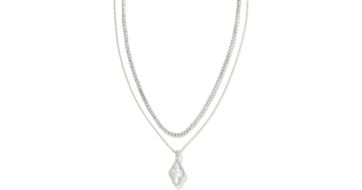 Kendra Scott Abbie Silver Pave Frame Multi Strand Necklace in Metallic ...