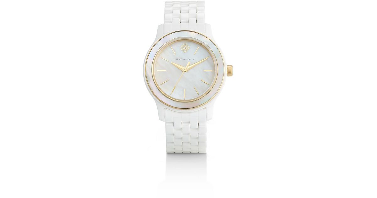 Kendra Scott Alex Two Tone Stainless Steel 35mm Watch | White Ceramic ...