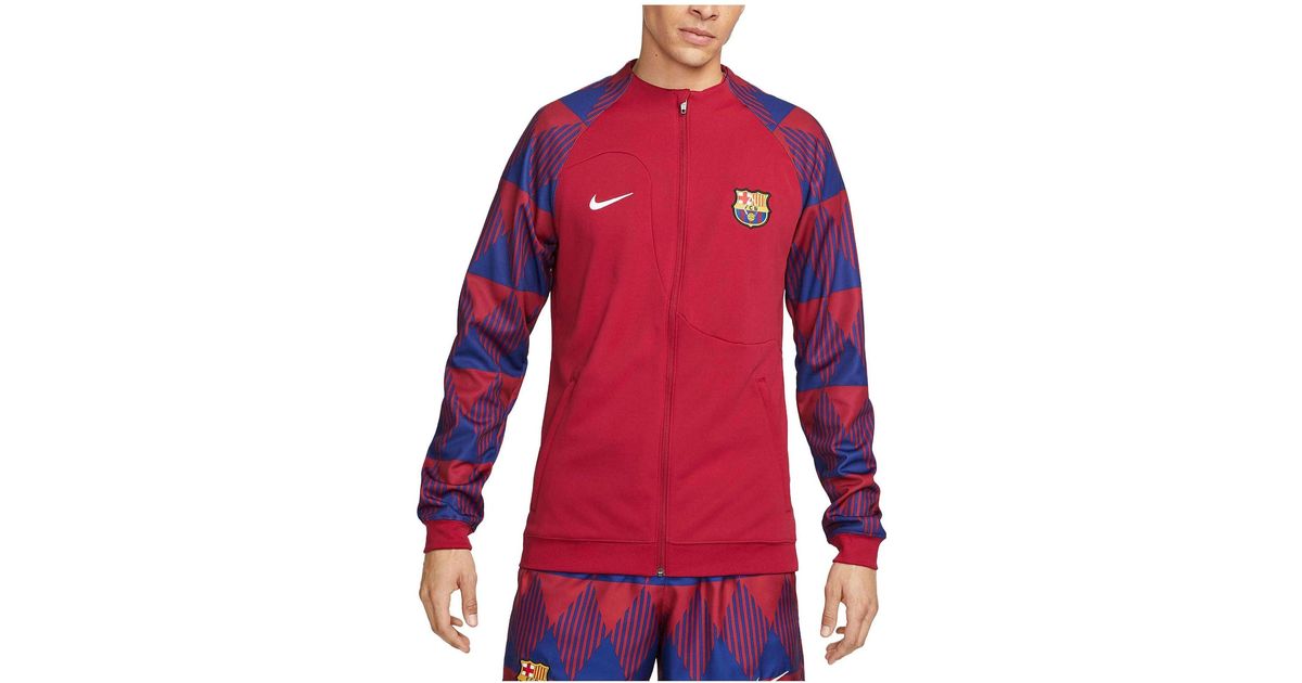 Nike Fc Barcelona Academy Pro Full-Zip Knit Soccer Jacket in Red for ...