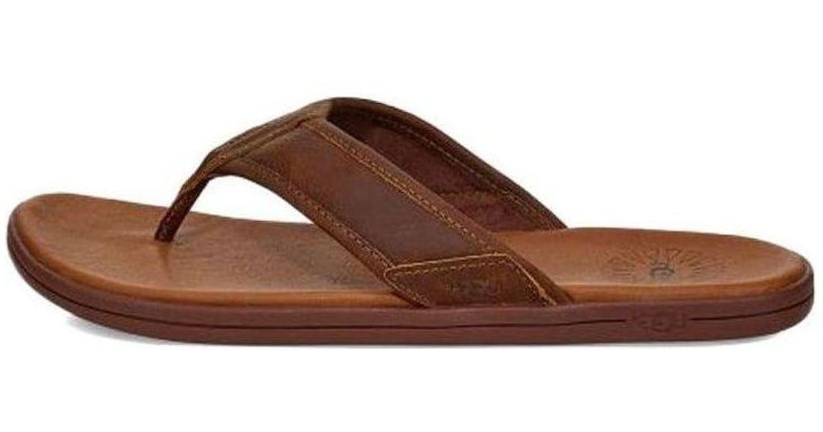 UGG Seaside Flip Leather Cowhide Slipper Coffee in Brown for Men | Lyst