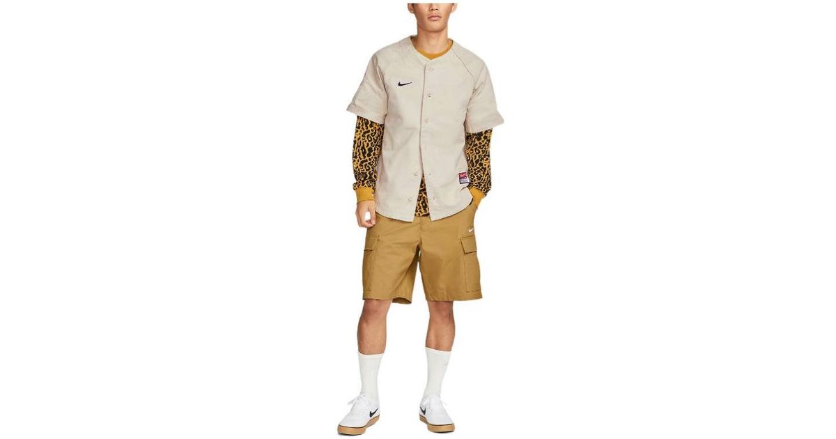 Nike Sb Skateboard Solid Color Logo Embroidered Short Sleeve in Natural ...