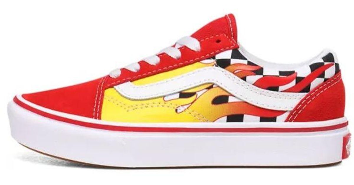 Vans Comfycush Old Skool Kids Checkerboard in Red for Men | Lyst