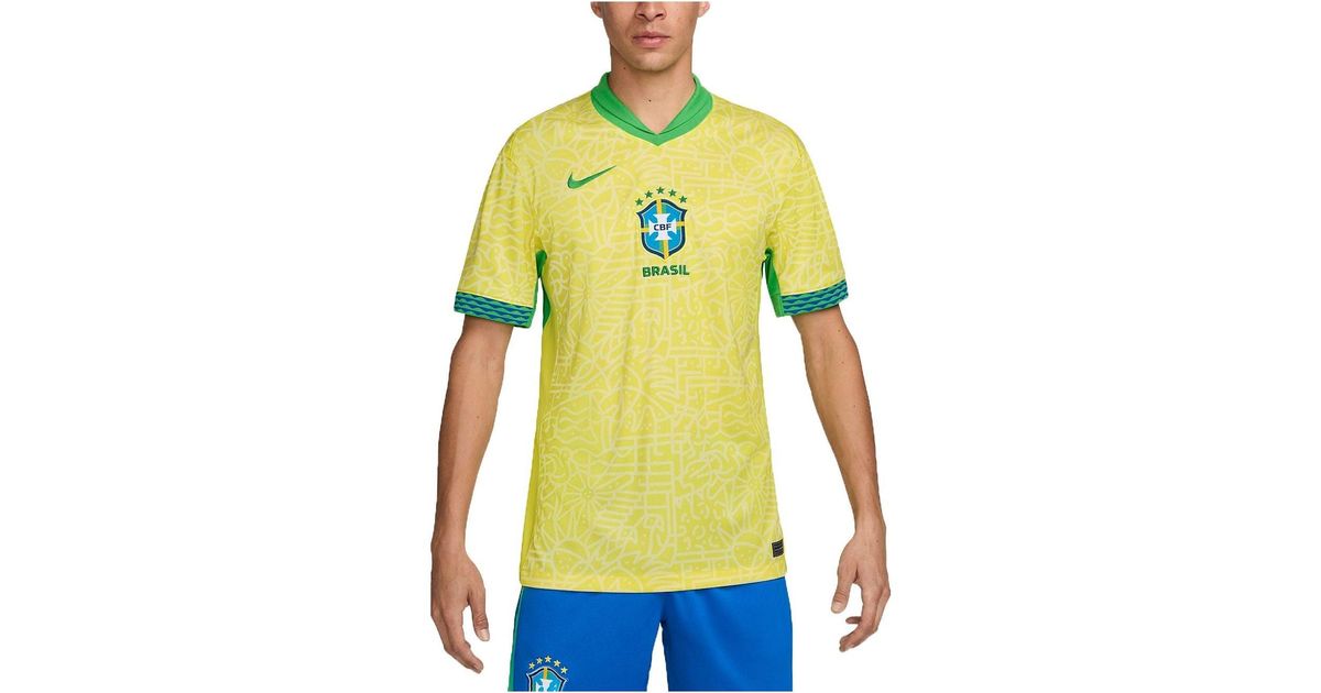 Nike Dri-Fit Soccer Brazil 2024 Stadium Home Replica Jersey in Yellow ...