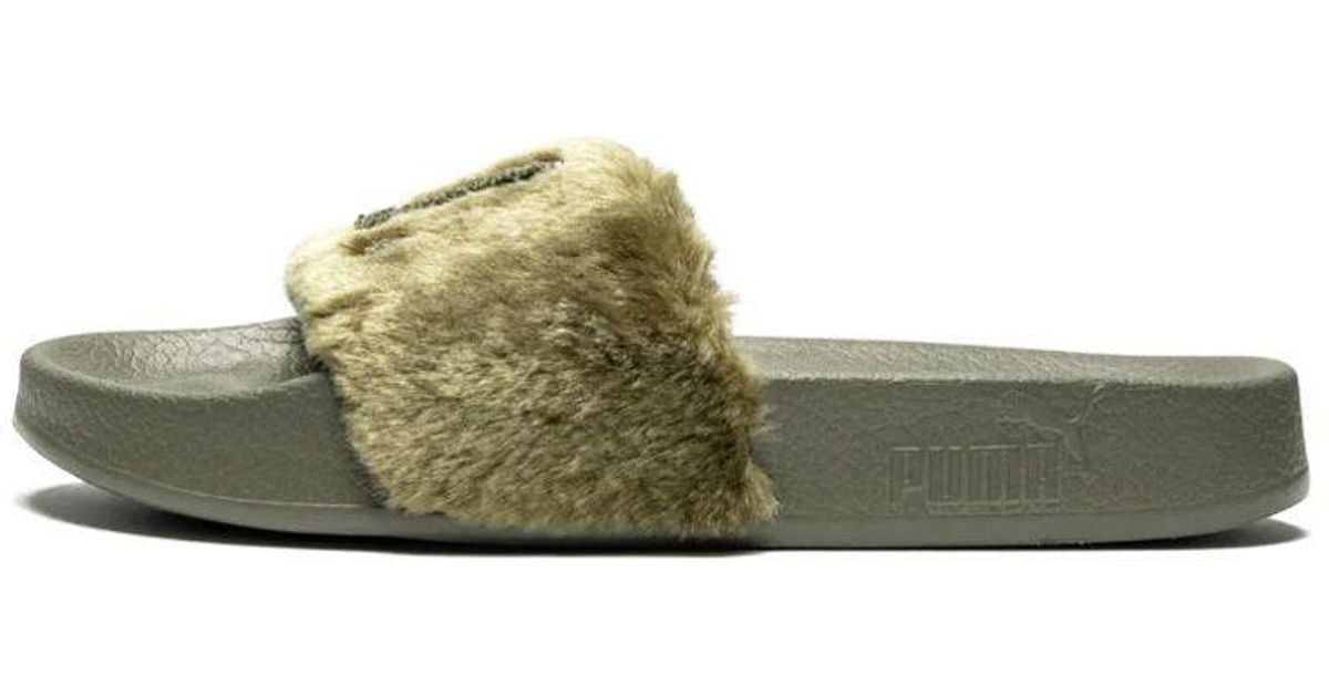 PUMA (Wmns) Fenty X Fur Slide 'Burnt' in Green | Lyst