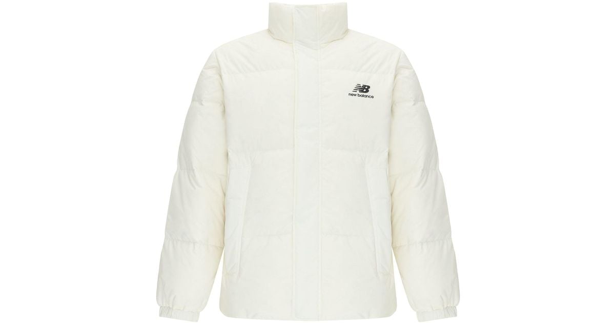 New Balance Logo Sports Down Jackets in White for Men | Lyst