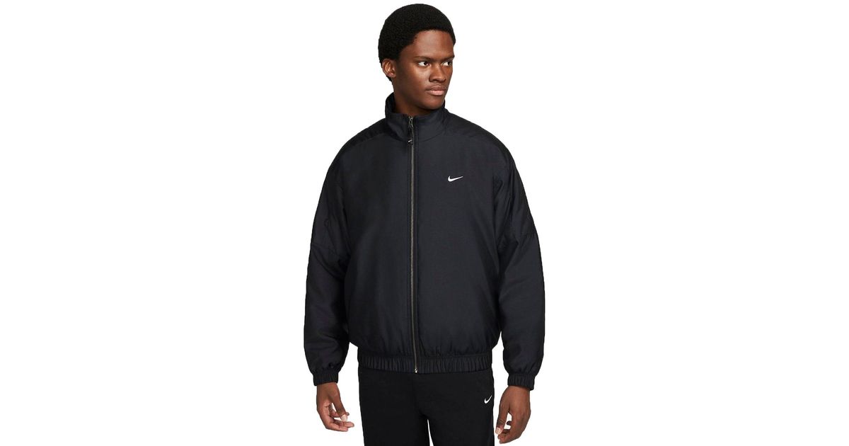 Nike Lab Solo Swoosh Satin Bomber Jacket Kumquat' in Black for Men ...