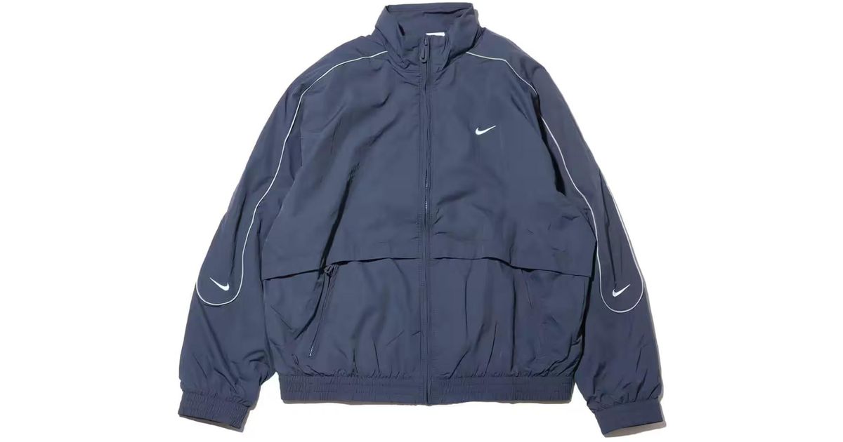 Nike Sportswear Solo Swoosh Woven Track Jacket in Blue for Men | Lyst