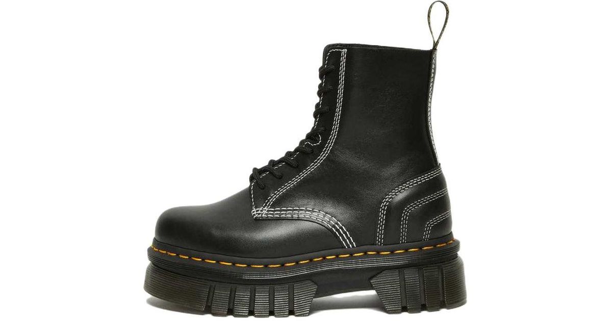 Dr. Martens Audrick 8-Eye Stitch Leather Platform Boots in Black | Lyst UK