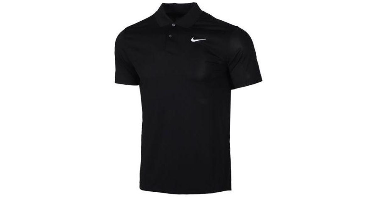 Nike Logo Quick Dry Breathable Sports Short Sleeve Polo Shirt in Black ...