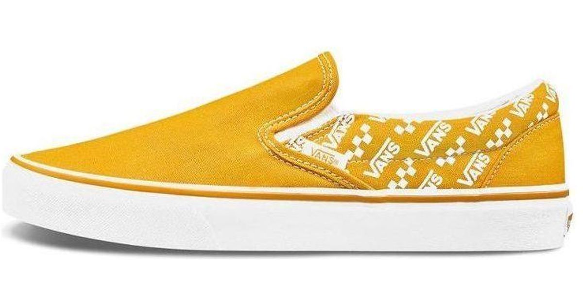 Vans Classic Slip-On 'Logo Repeat in Yellow for Men | Lyst