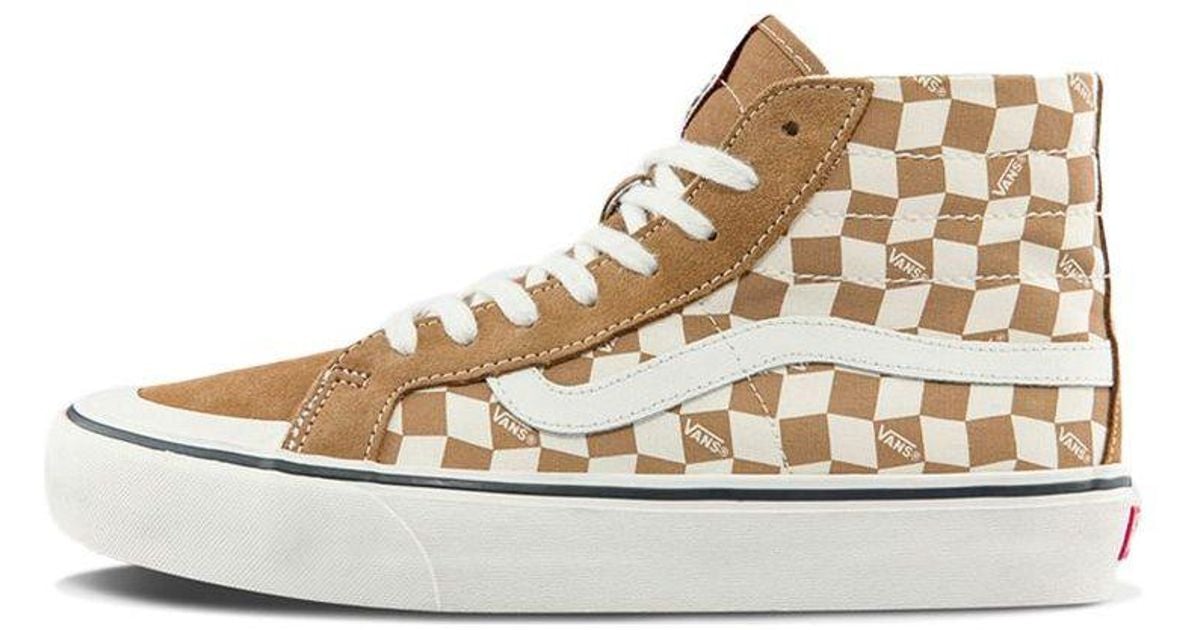 Vans Sk8-Hi High Top Casual Skate Shoes Grid in Natural | Lyst