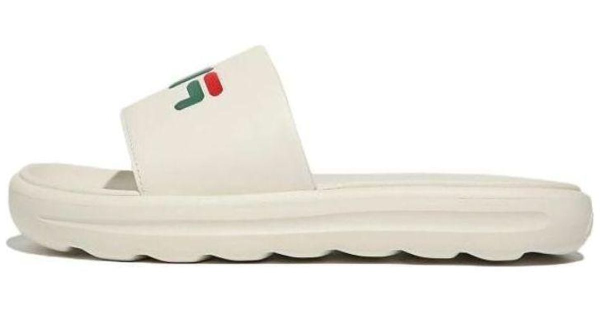 Fila Drifter V2 Large Logo Slides in White for Men | Lyst