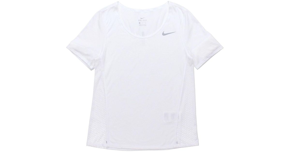 Nike (Wmns) City Sleek Dri-Fit Quick Dry Running Short Sleeve in White ...