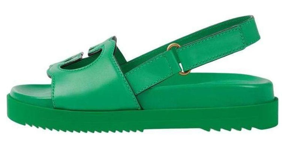 Gucci (Wmns) Interlocking G Leather Sandals in Green | Lyst