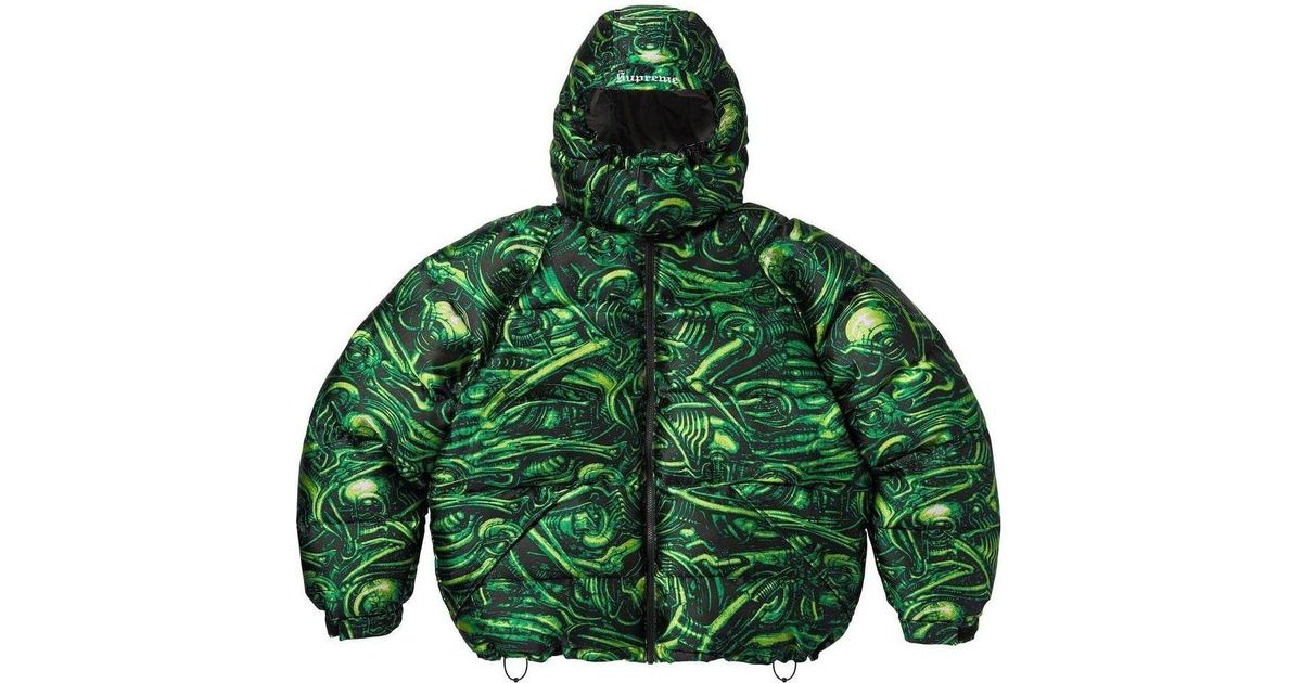 Supreme X H.r. Giger Jacquard Down Puffer Jacket in Green for Men | Lyst