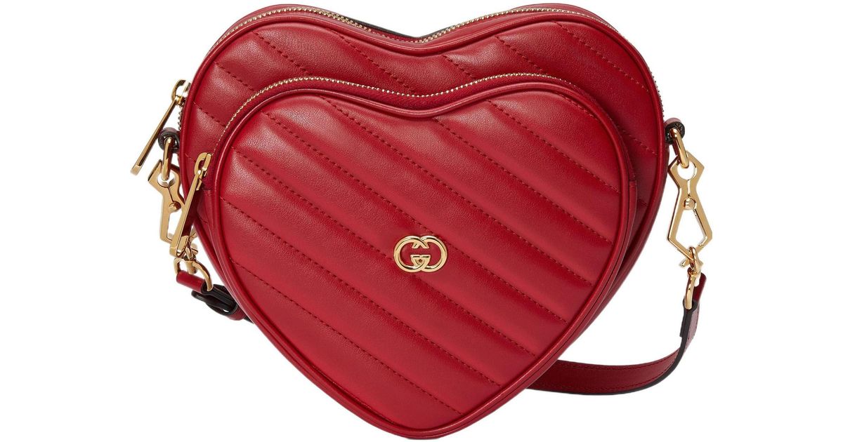 Gucci (Wmns) Interlocking G Mini Heart Shoulder Bag 'Hibiscus' in Red ...
